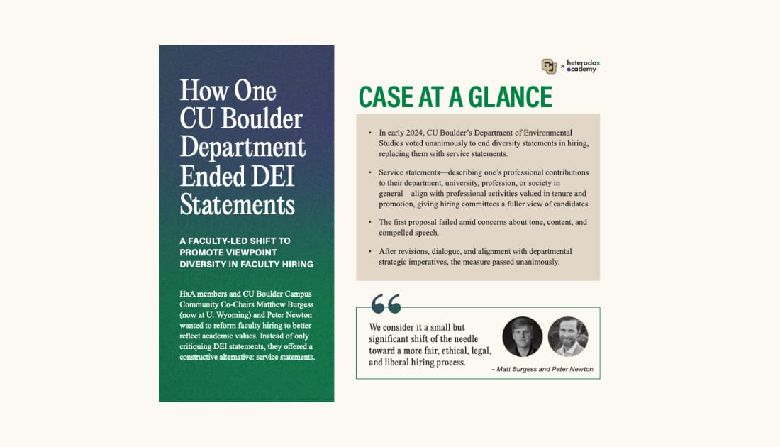 How One CU Boulder Department Ended DEI Statements — Heterodox Academy