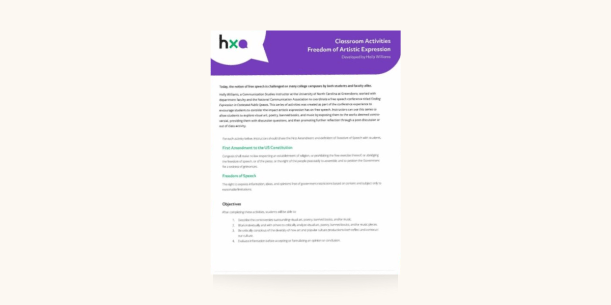 Freedom of Artistic Expression - Classroom Activities - HxA