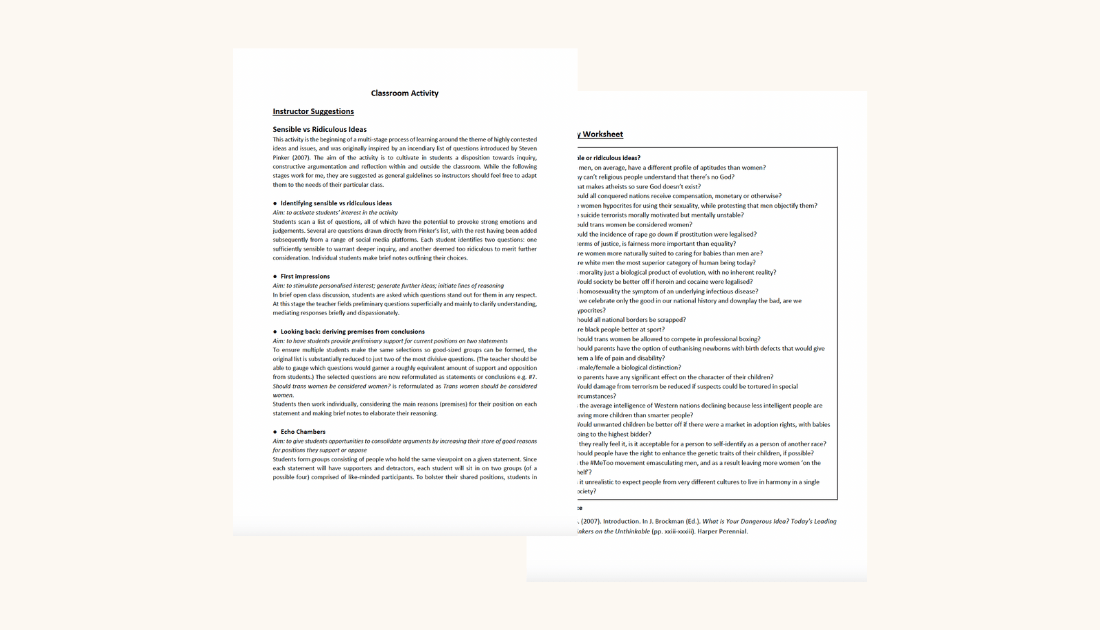 Sensible vs Ridiculous Ideas Classroom Activity — Heterodox Academy